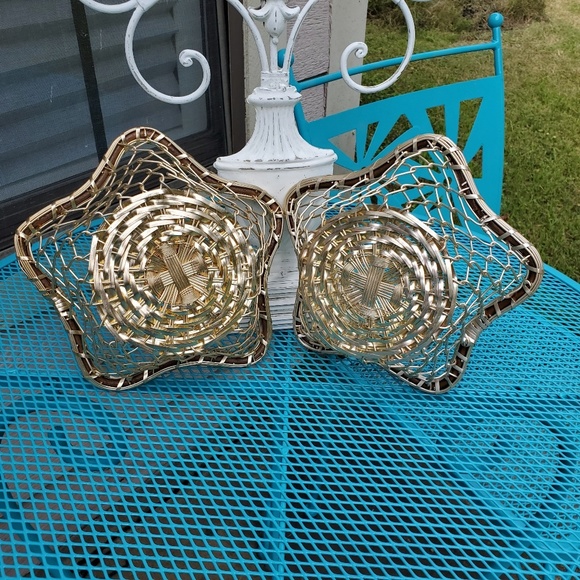 Kindwer | Accents | Kindwer 2 Piece Gold Gilded Wire Star Basket Set ...